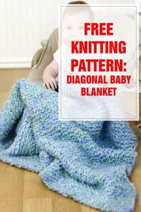 Diagonal Baby Blanket Free Knitting Pattern - HousewivesHobbies